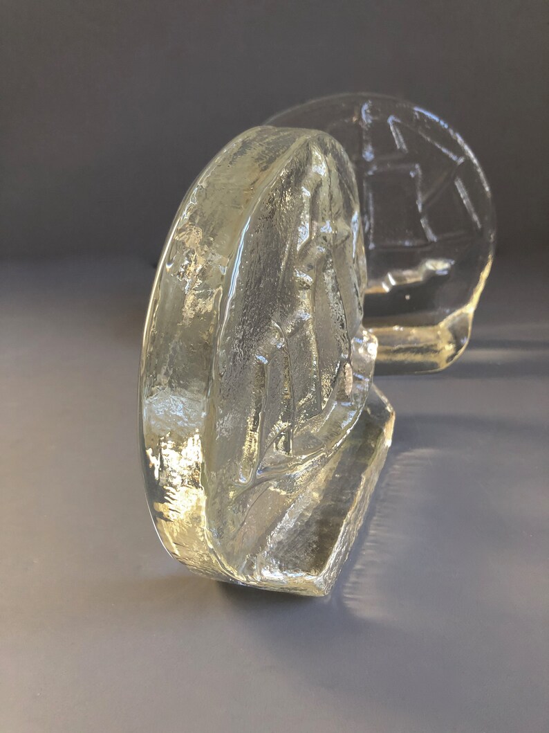 Pilgrim Glass Ship Bookends Functional Art Glass Nautical | Etsy