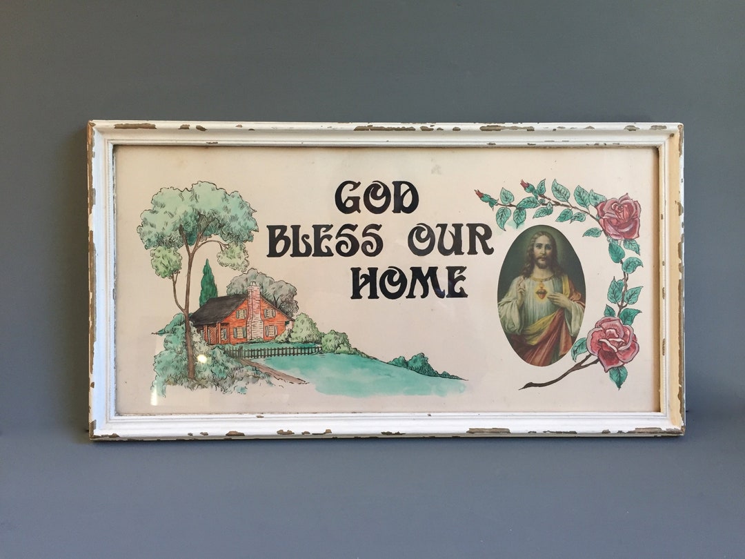 Religious Artwork Christian Blessing God Bless Our Home Old - Etsy