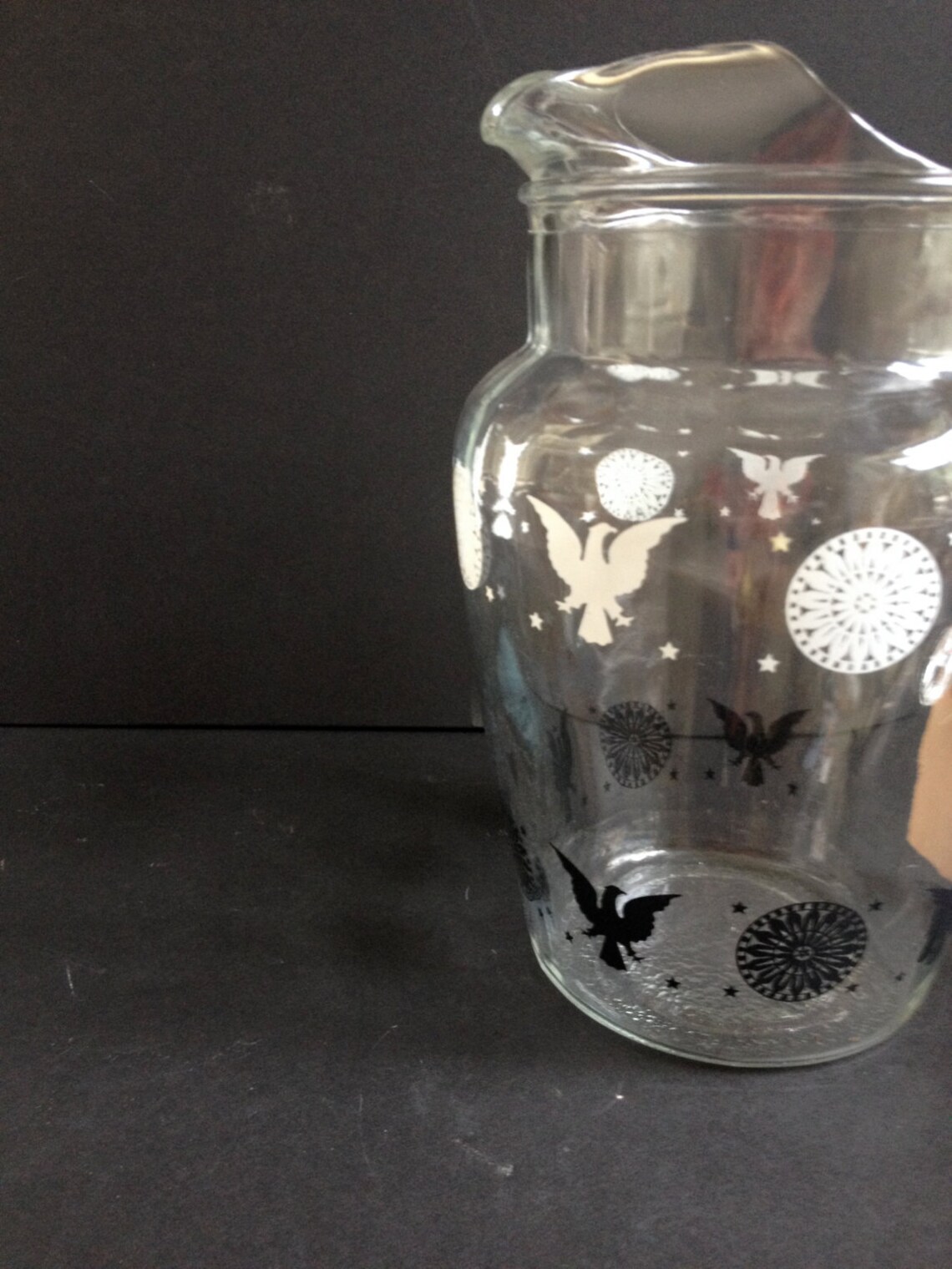 Modern Americana Glass Pitcher With Eagles Stars Mod Emblems - Etsy