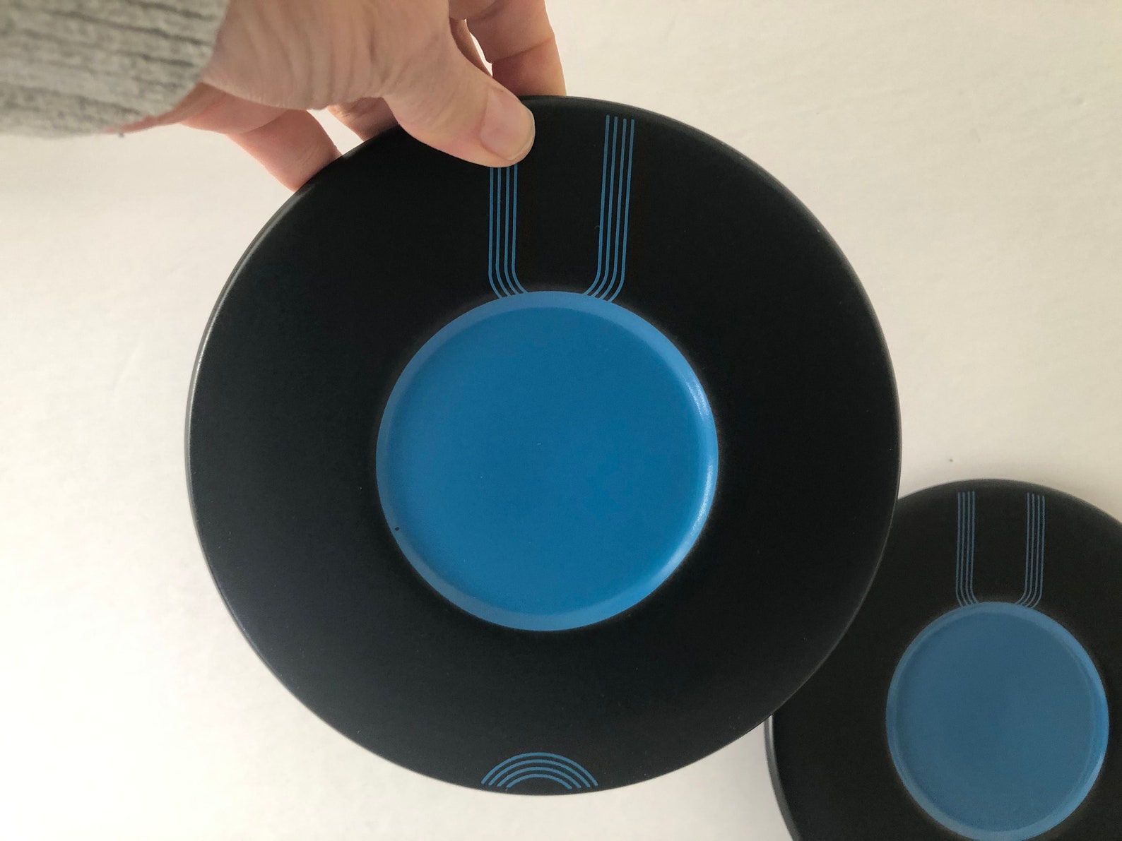 Black and Blue Ikea of Sweden Record Plates Set of Two 10866 | Etsy