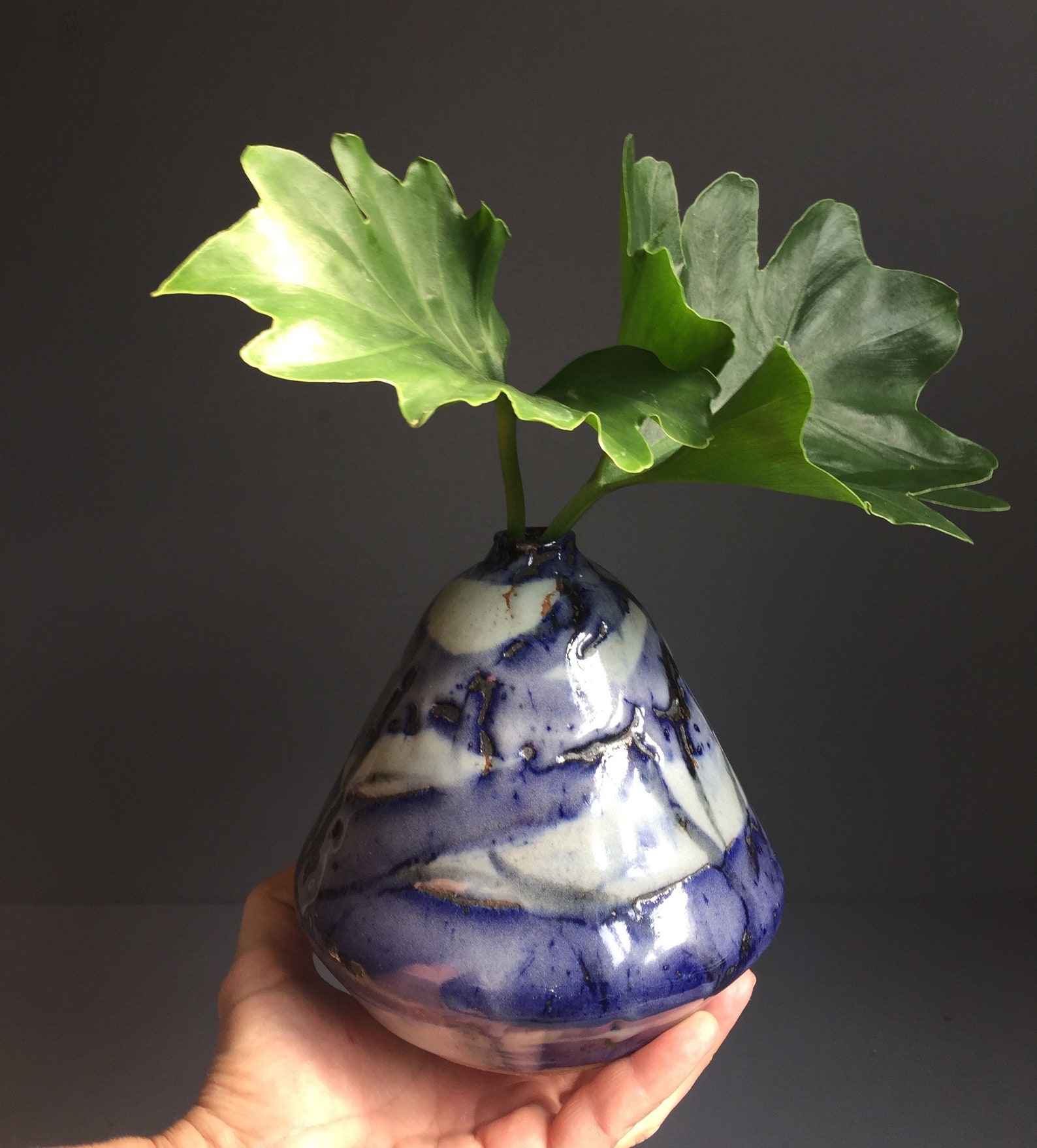 Blue and Gray Glazed Pottery Modern Weed Pot Cone-shaped - Etsy