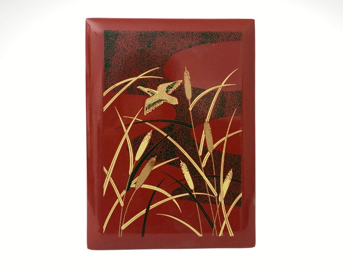 Small Plastic Lacquer Box Red Black Gold Colored Geese - Etsy