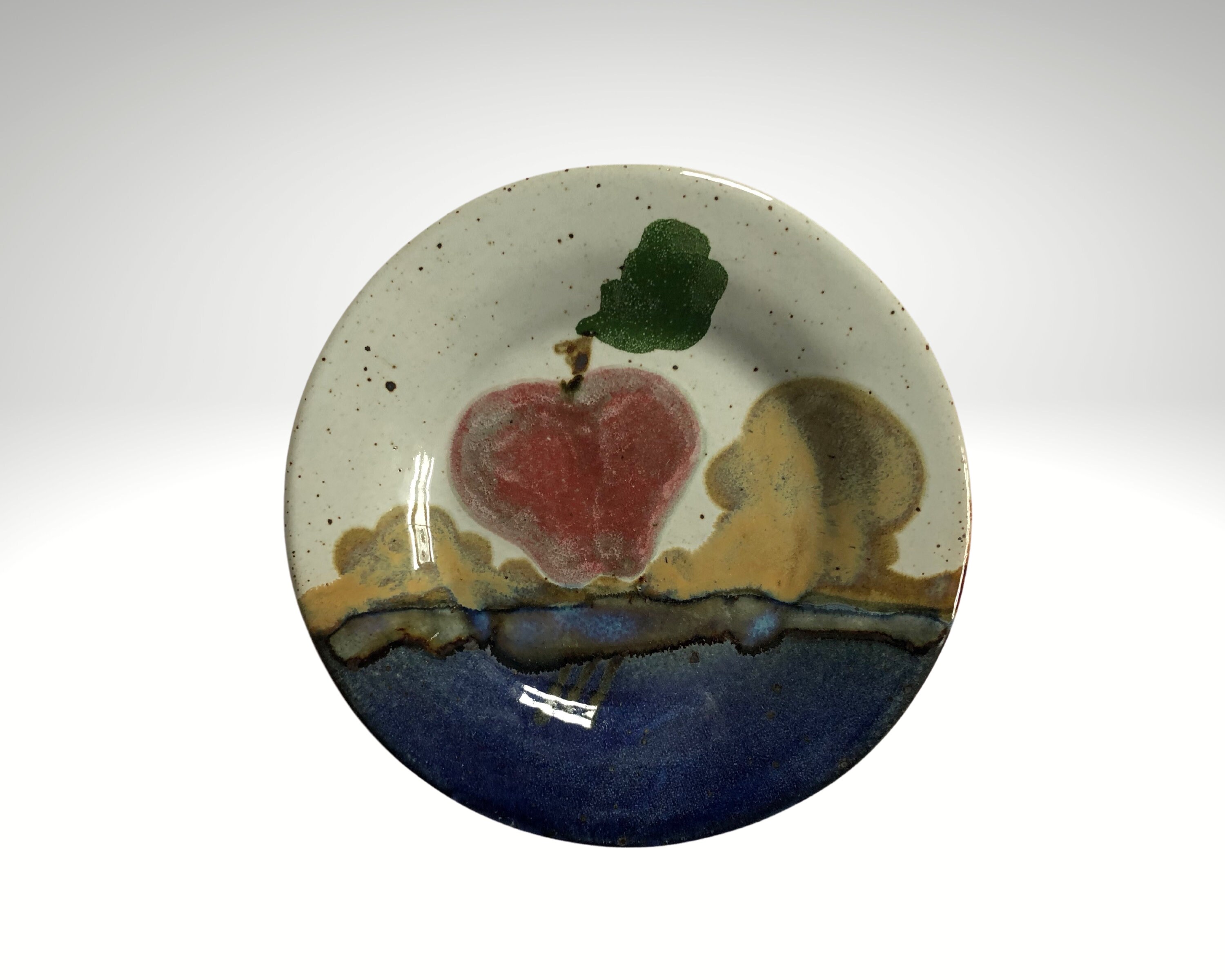 Small Stoneware Plate With Apple Design - Etsy