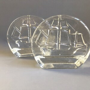 Pilgrim Glass Ship Bookends, Functional Art Glass, Nautical Decor - Etsy