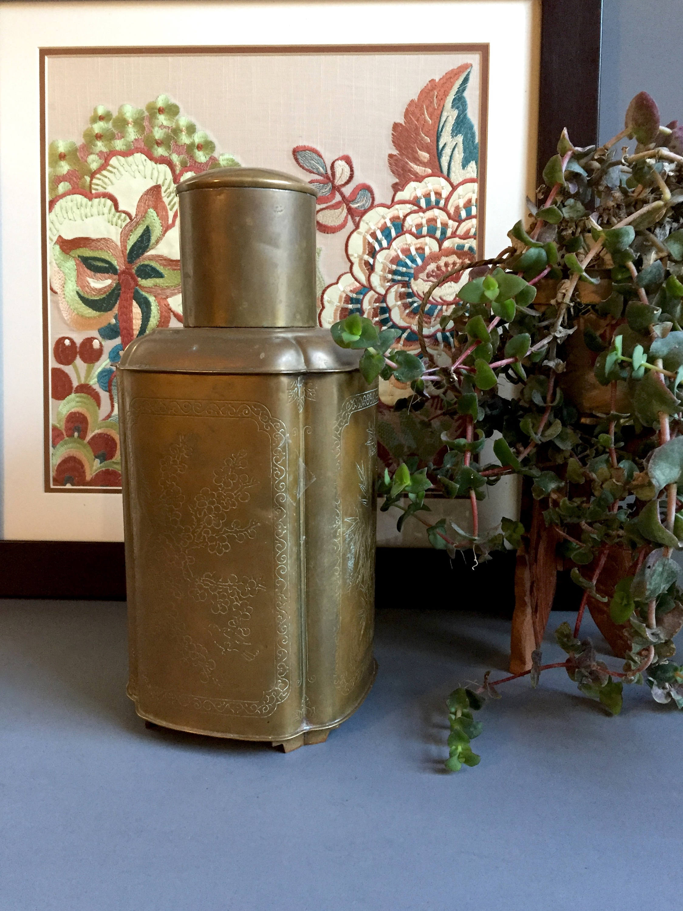 Large Decorative Brass Canister | Etsy
