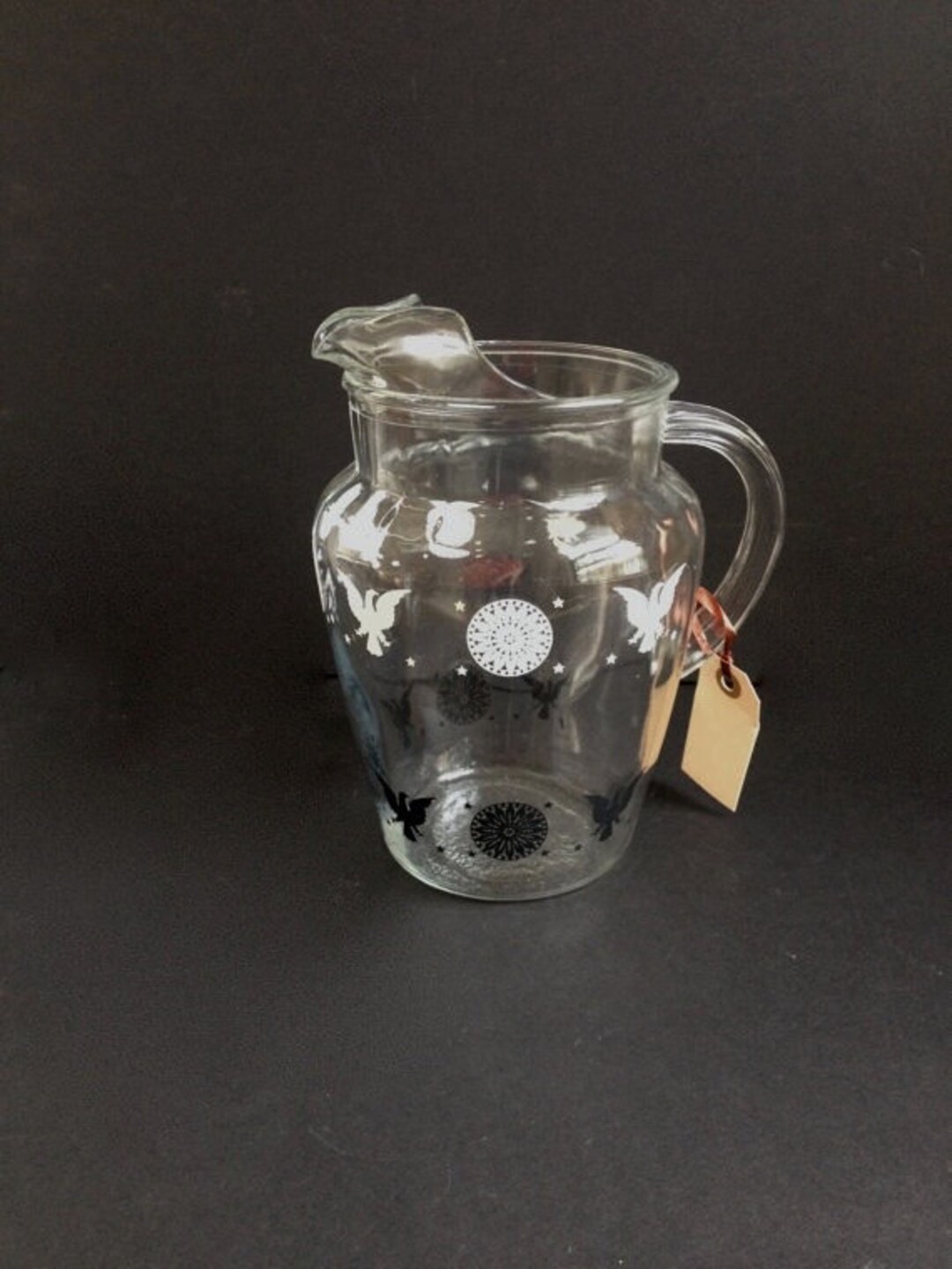 Modern Americana Glass Pitcher With Eagles, Stars, Mod Emblems - Etsy