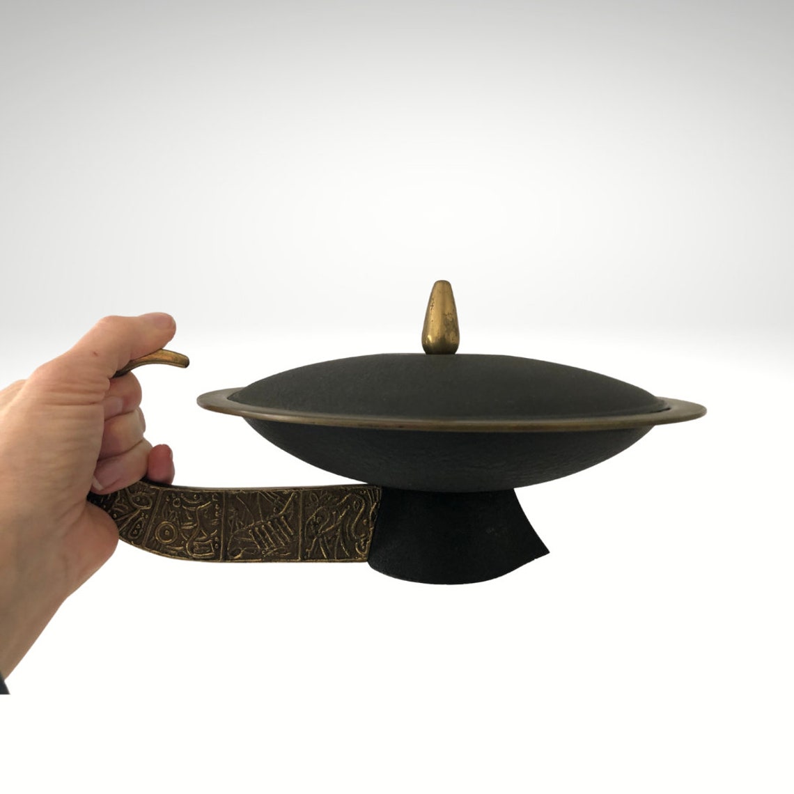 Israeli Footed Bowl Mid Century Modern Hieroglyphics on - Etsy