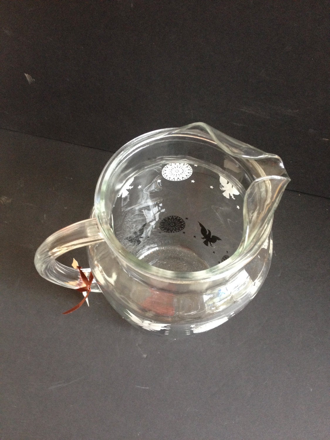 Modern Americana Glass Pitcher With Eagles Stars Mod Emblems - Etsy