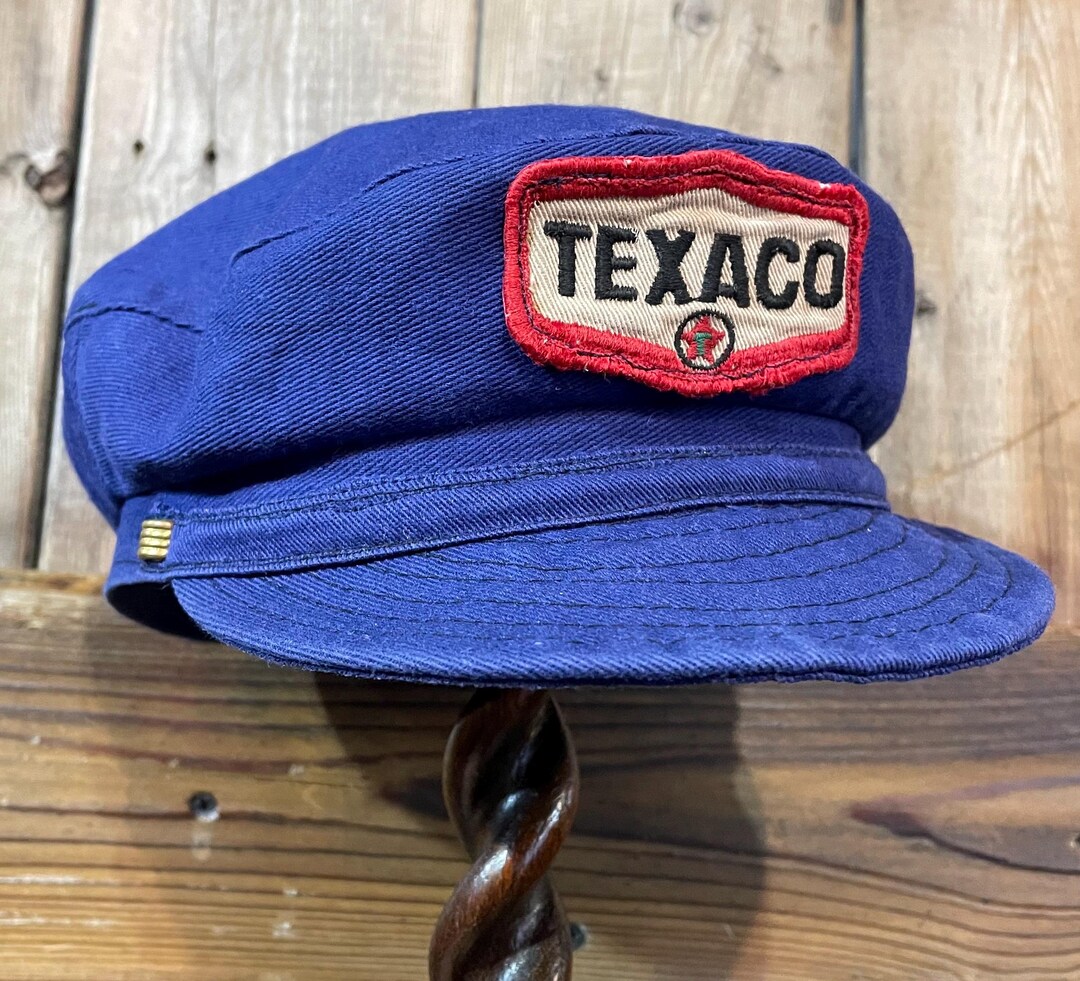 Vintage 1990s Texaco Patch Biker Service Cap Blue One Size Original 90s ...