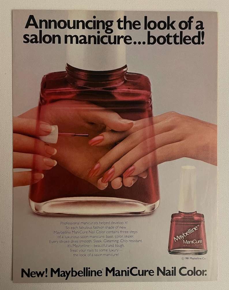 Vintage 1980s Maybelline Polish Original 80s Magazine Page Ad Poster ...