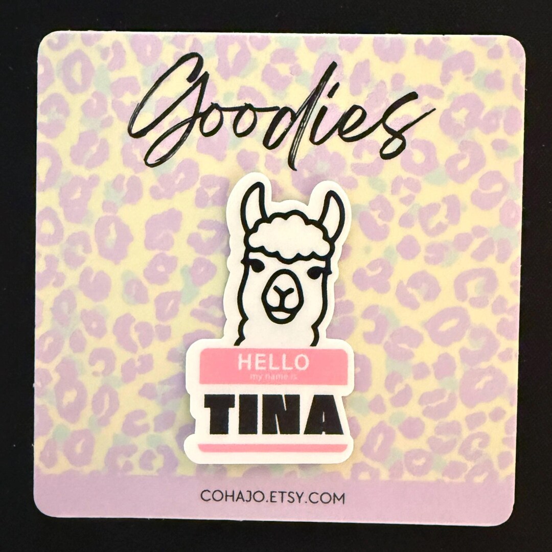 Llama Tina Name Tag Sticker for Water Bottles, Journals, and Laptops - Etsy