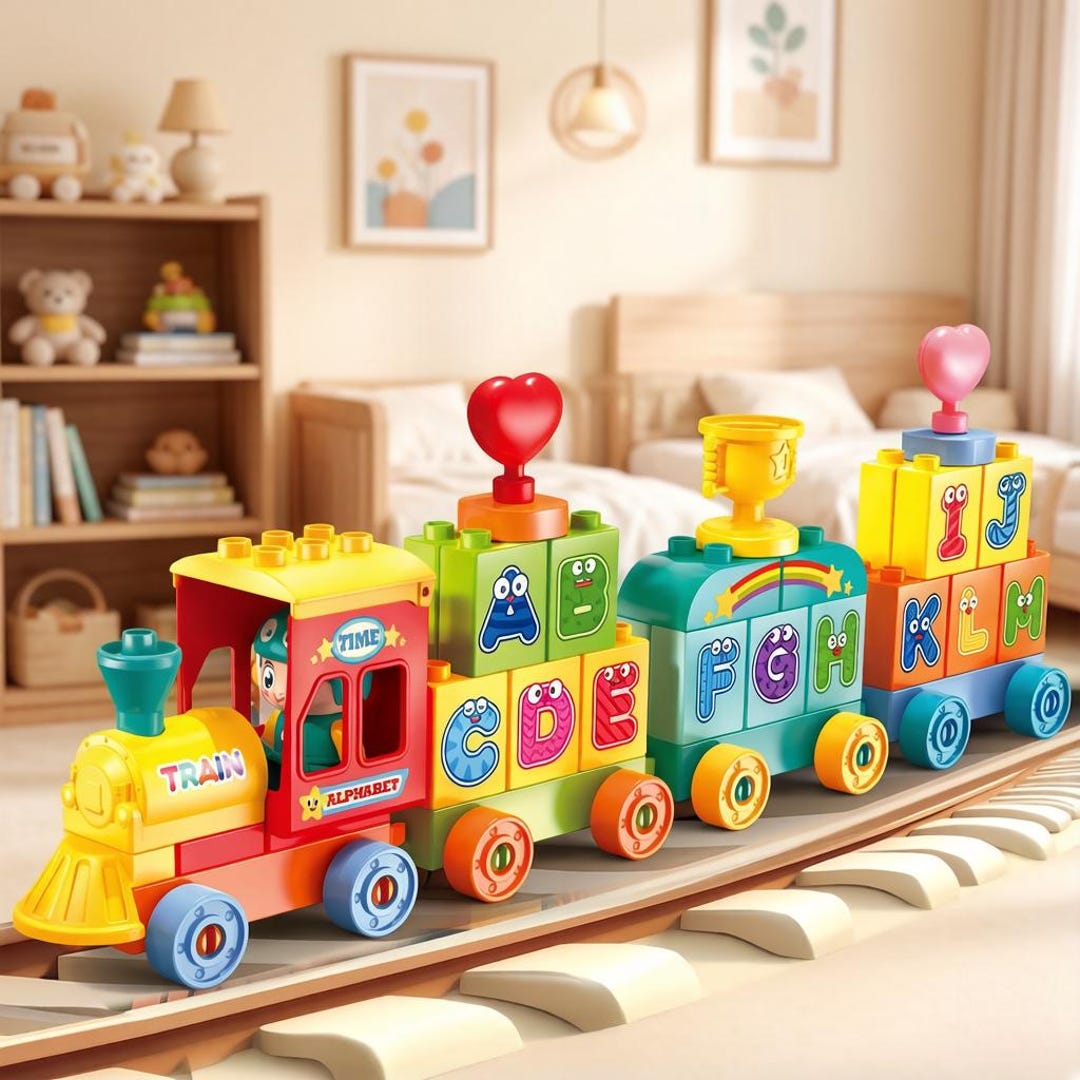 Building Block Train Toy Set, 60 Large Building Blocks - Etsy
