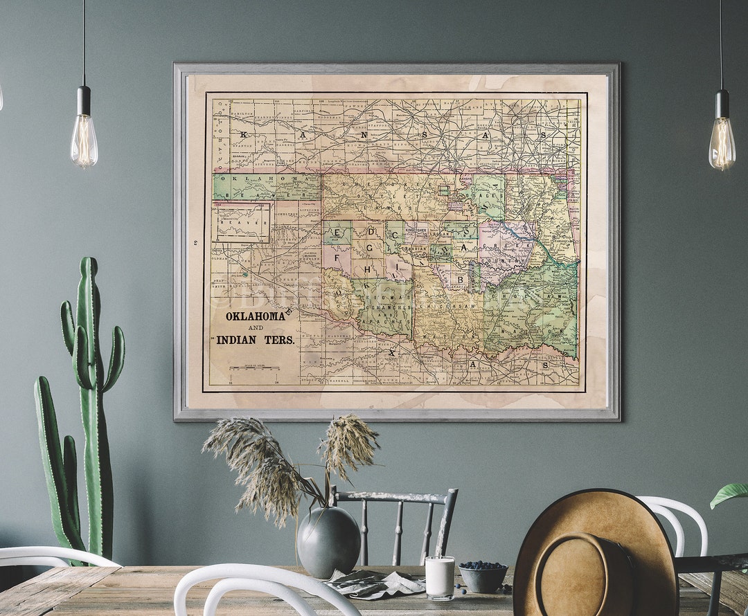 INSTANT DOWNLOAD Indian Territory Map Oklahoma State Map Indian ...