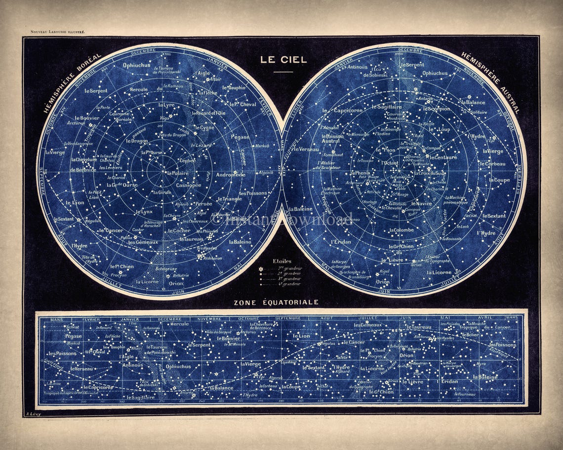 INSTANT DOWNLOAD Celestial Star Map 16x20 and Smaller DIY Printable ...