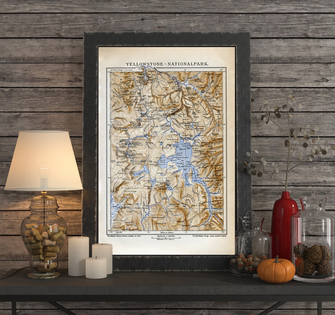 INSTANT DOWNLOAD Antique Yellowstone National Park Map in German Rich ...