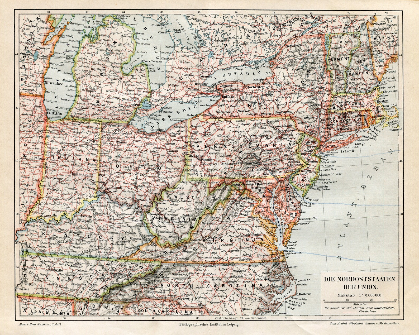 Instant Download Map of NE USA New York Pennsylvania Maryland New ...