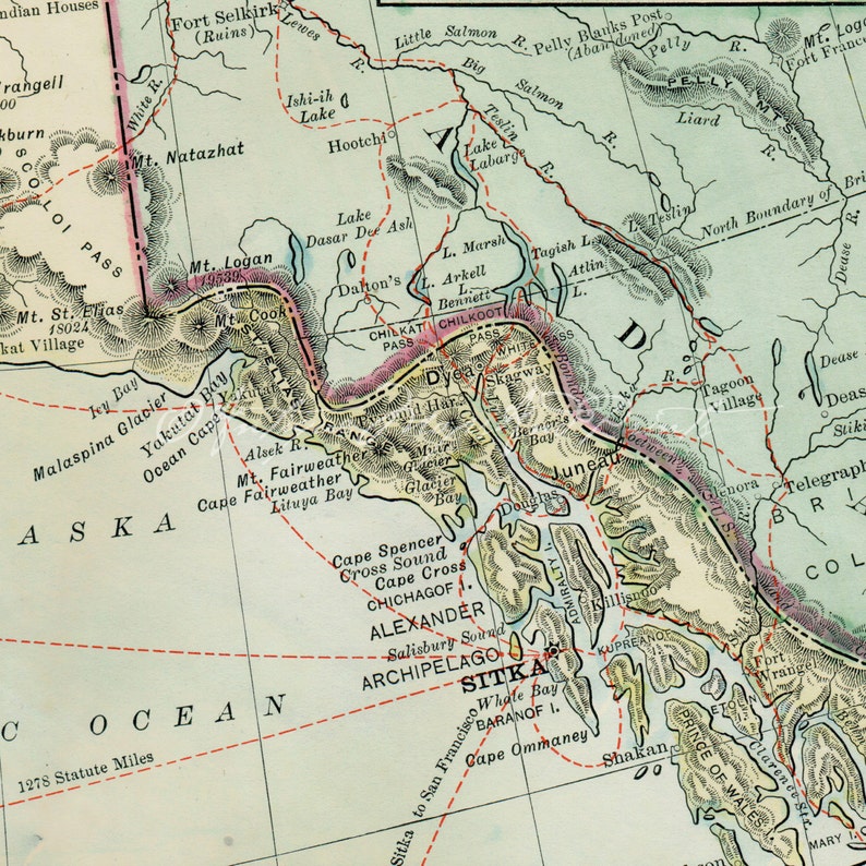 INSTANT DOWNLOAD Antique Map Alaska Klondike Indian - Etsy