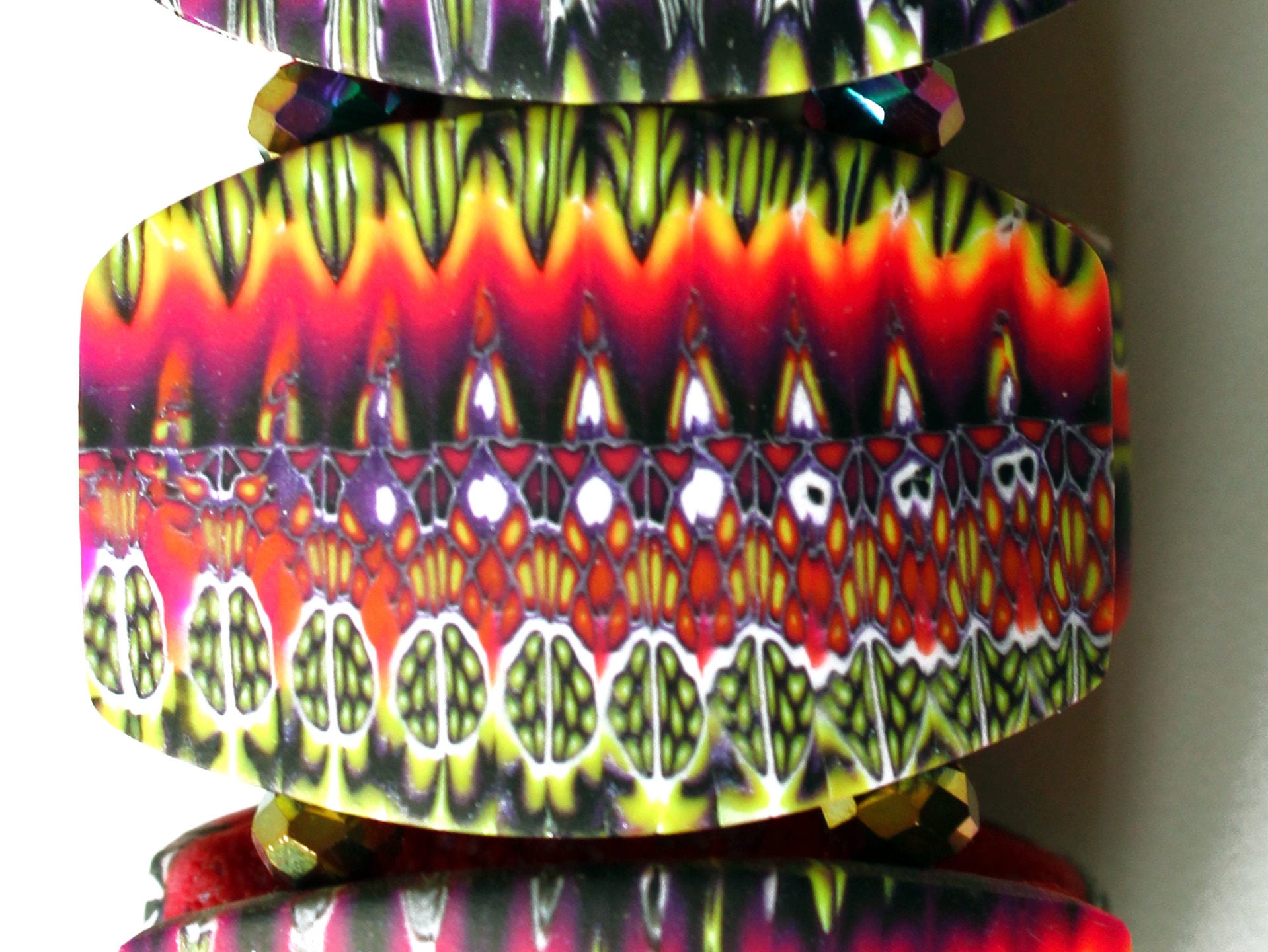 Red Tribal Polymer Clay Bracelet - Etsy