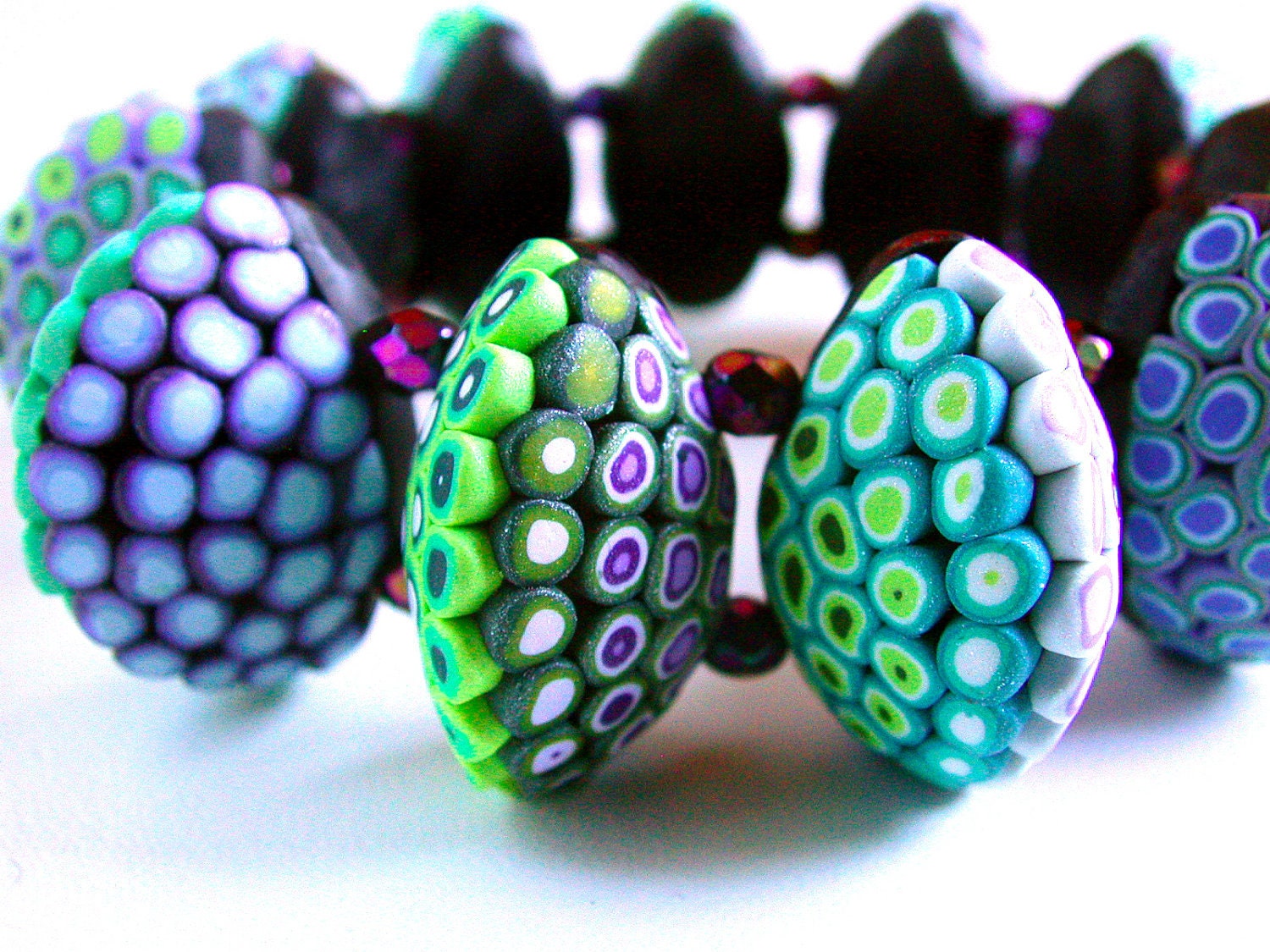 Polymer Clay Bracelet: Green to Violet Bracelet - Etsy