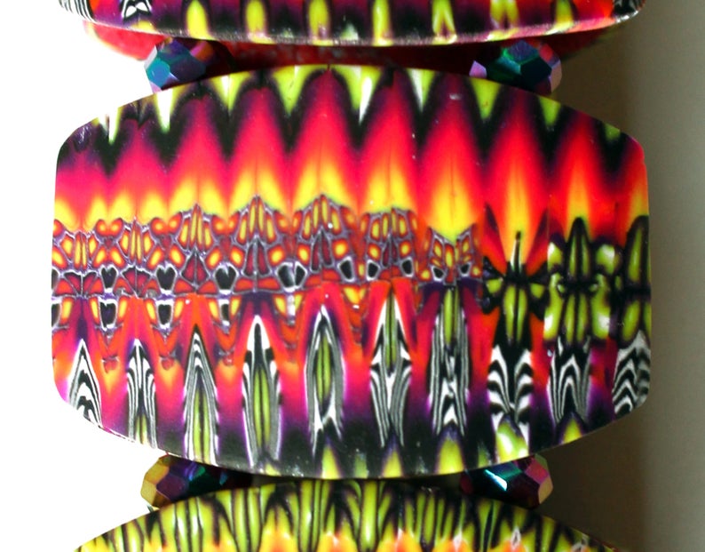 Red Tribal Polymer Clay Bracelet - Etsy