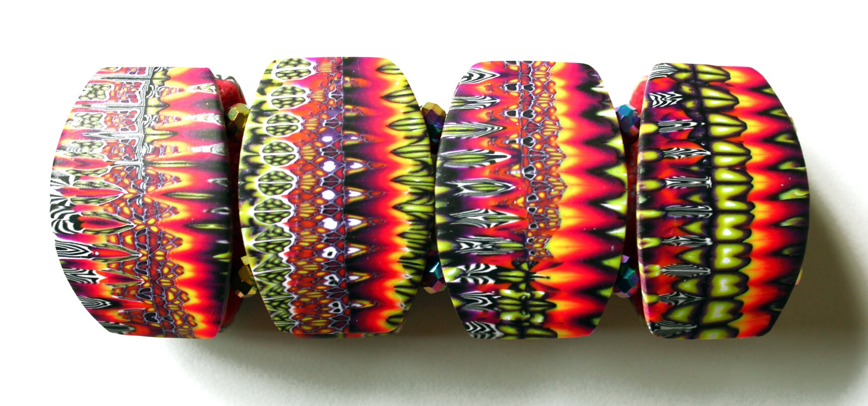 Red Tribal Polymer Clay Bracelet - Etsy