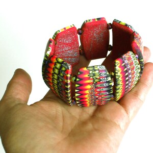 Red Tribal Polymer Clay Bracelet - Etsy