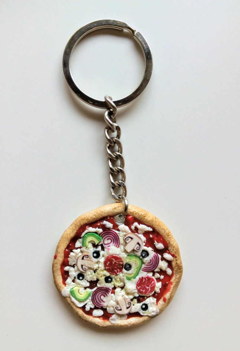 Polymer Clay Pizza Keychain, Handmade - Etsy