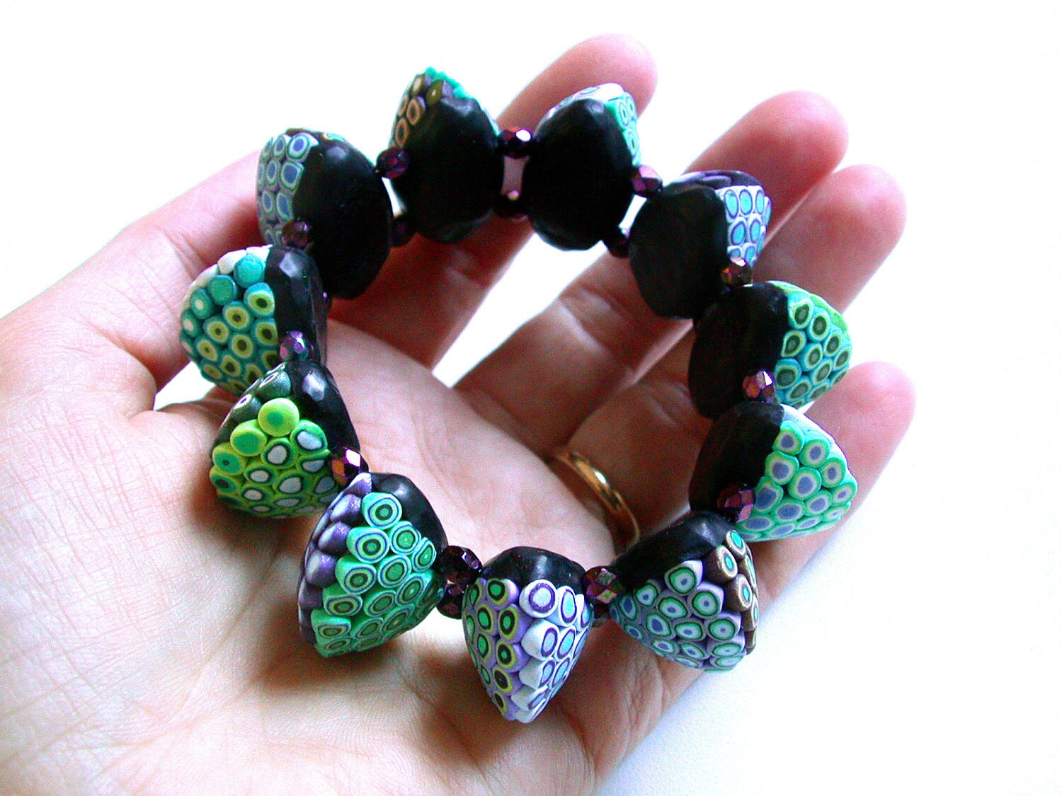 Polymer Clay Bracelet: Green to Violet Bracelet - Etsy