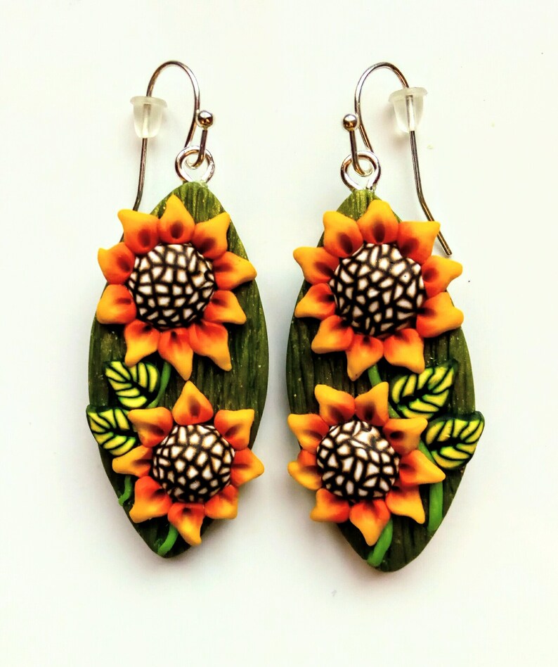 Polymer Clay Handmade Earrings Sunflower - Etsy