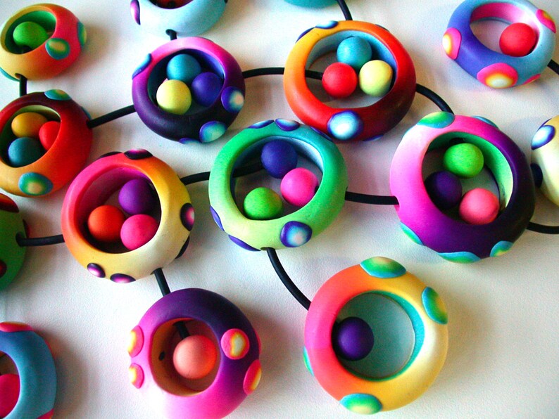 Multicolor Funny Necklace, Polymer Clay - Etsy