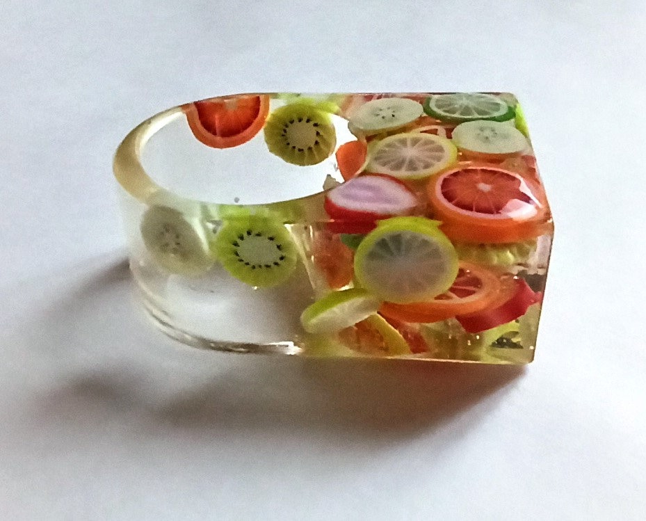 Resin and Polymer Clay Fruity Ring - Etsy
