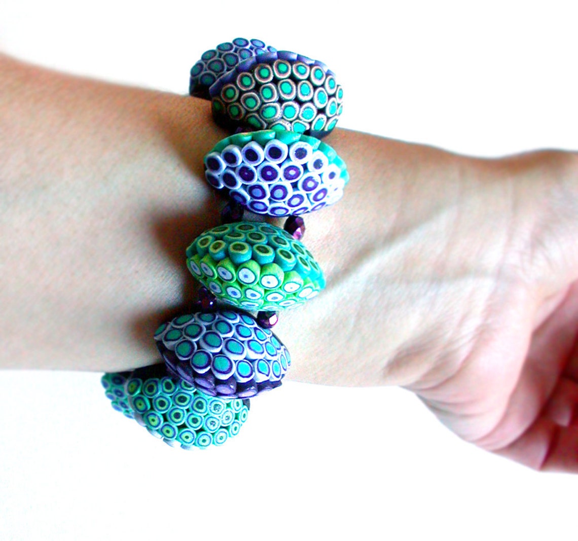 Polymer Clay Bracelet: Green to Violet Bracelet - Etsy