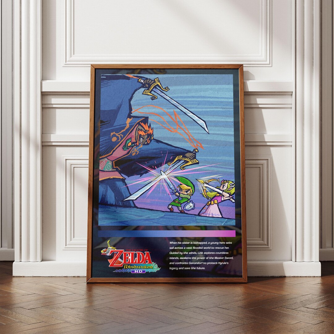 Zelda Wind Waker Poster | Cel-shaded Fantasy Video Game Wall Art ...