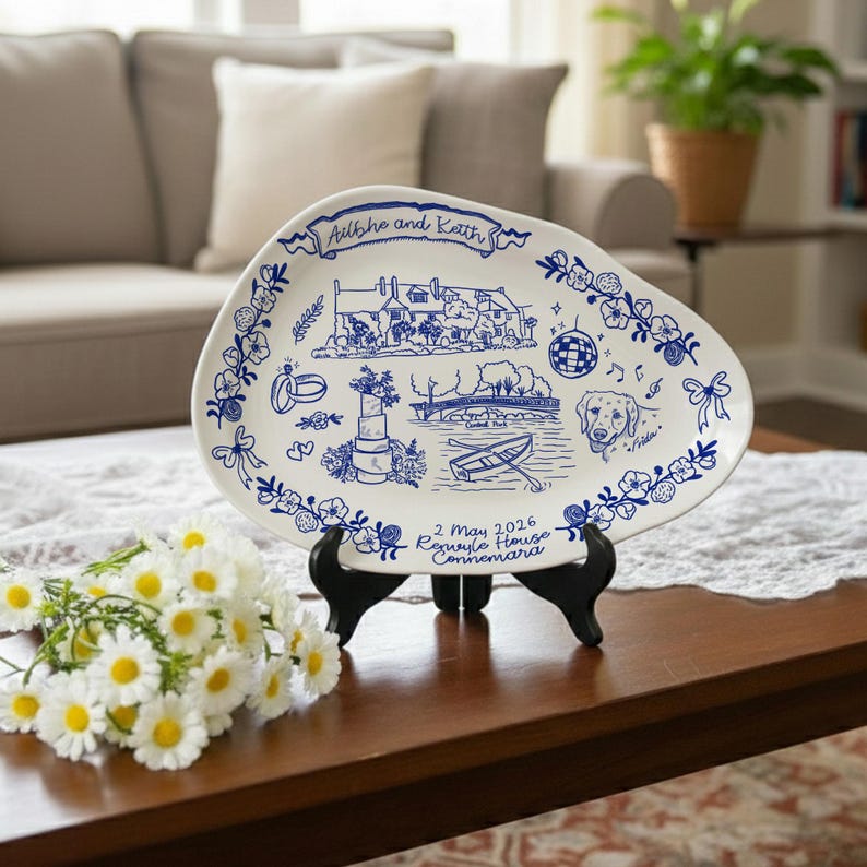 Personalized Wedding Plate, Custom Couple Name Platter, Newlywed Gift ...