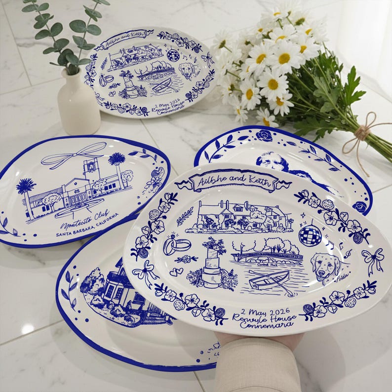 Personalized Wedding Plate, Custom Couple Name Platter, Newlywed Gift ...