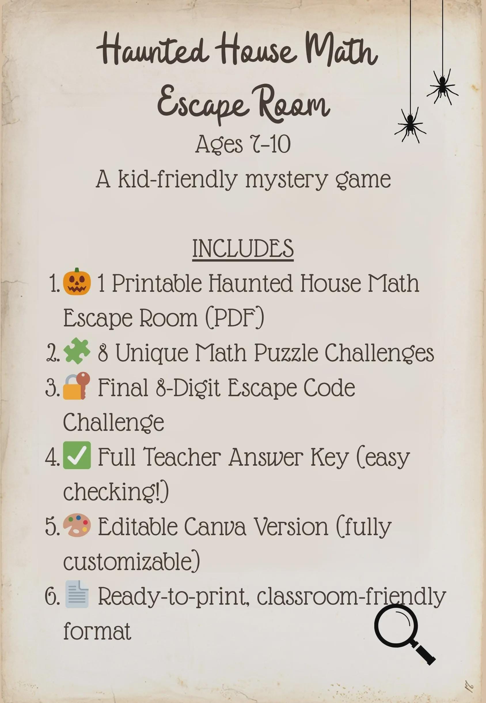 Haunted House Math Escape Room for Kids | Printable Halloween Math Game ...