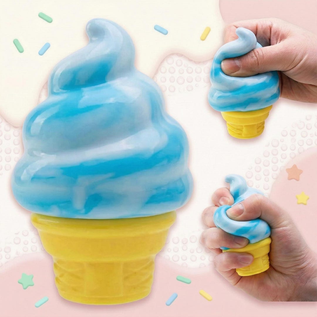 Ice Cream Squishy Fidget Toy | Needoh Style Soft Serve Sensory Stress ...
