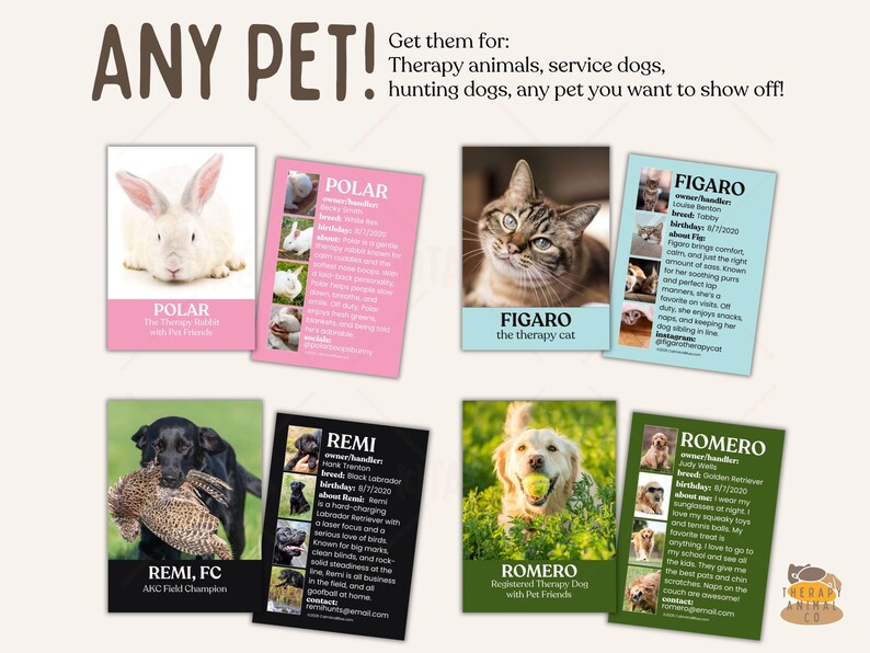 Therapy Dog Trading Card, Beauty Shot Design, Animal, Pet, Volunteer ...