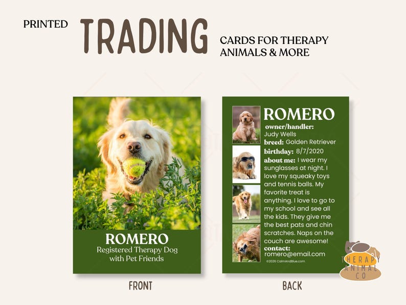 Therapy Dog Trading Card, Beauty Shot Design, Animal, Pet, Volunteer ...