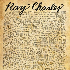 Ray Charles Lyrics and Quotes - 8x10 Handdrawn and Handlettered Print ...
