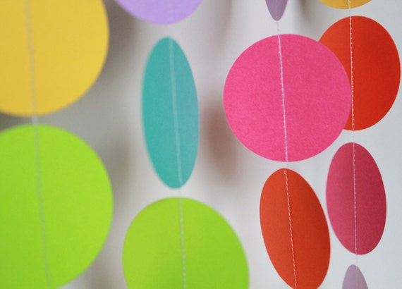 Birthday Party Decor . Paper Garland, Bright Rainbow Party Decoration ...