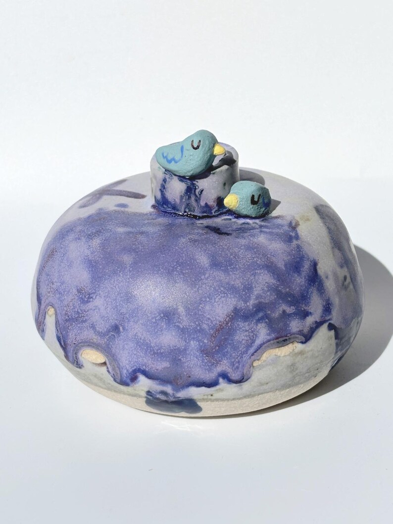 Blue Bird, Lavender Street Ceramic Vase - Whimsical Storybook Pottery ...