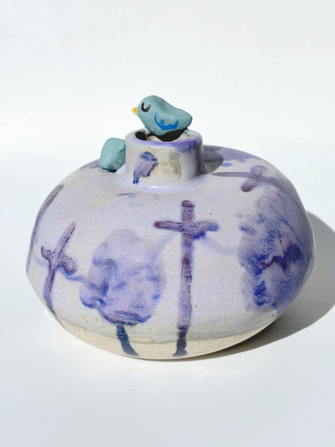 Blue Bird, Lavender Street Ceramic Vase - Whimsical Storybook Pottery ...