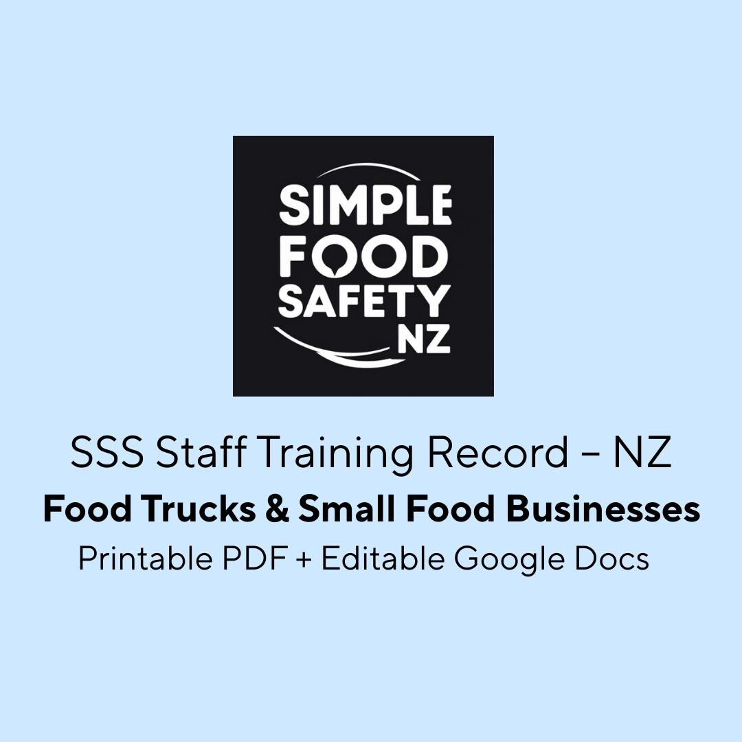 SSS Staff Training Record NZ - Simple, Safe, and Suitable Food Control ...