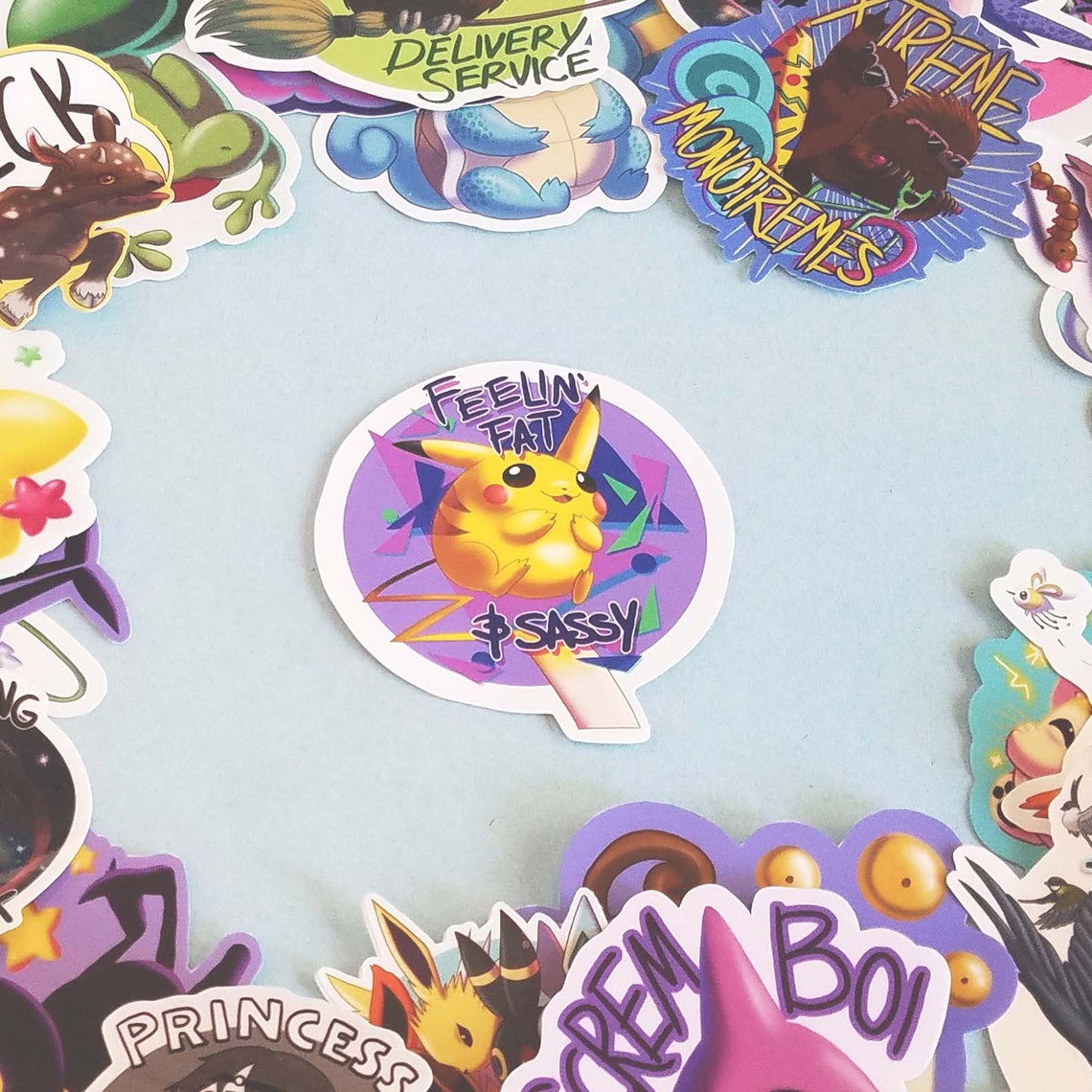 Waterproof Feelin' Fat and Sassy Sticker Pikachu Sticker - Etsy UK