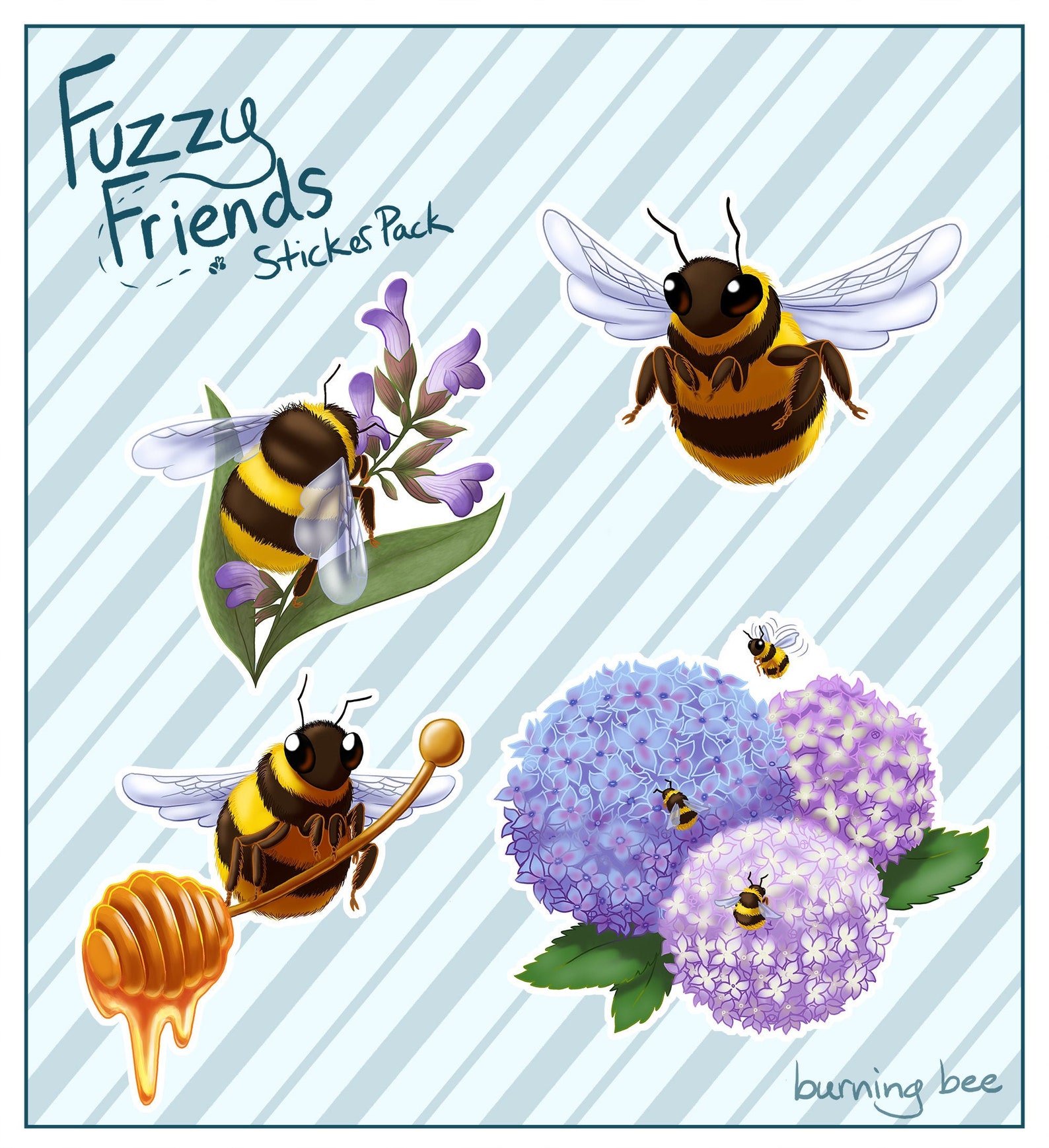 WATERPROOF Four Bee Stickers Flowers and Bees Sticker Pack | Etsy