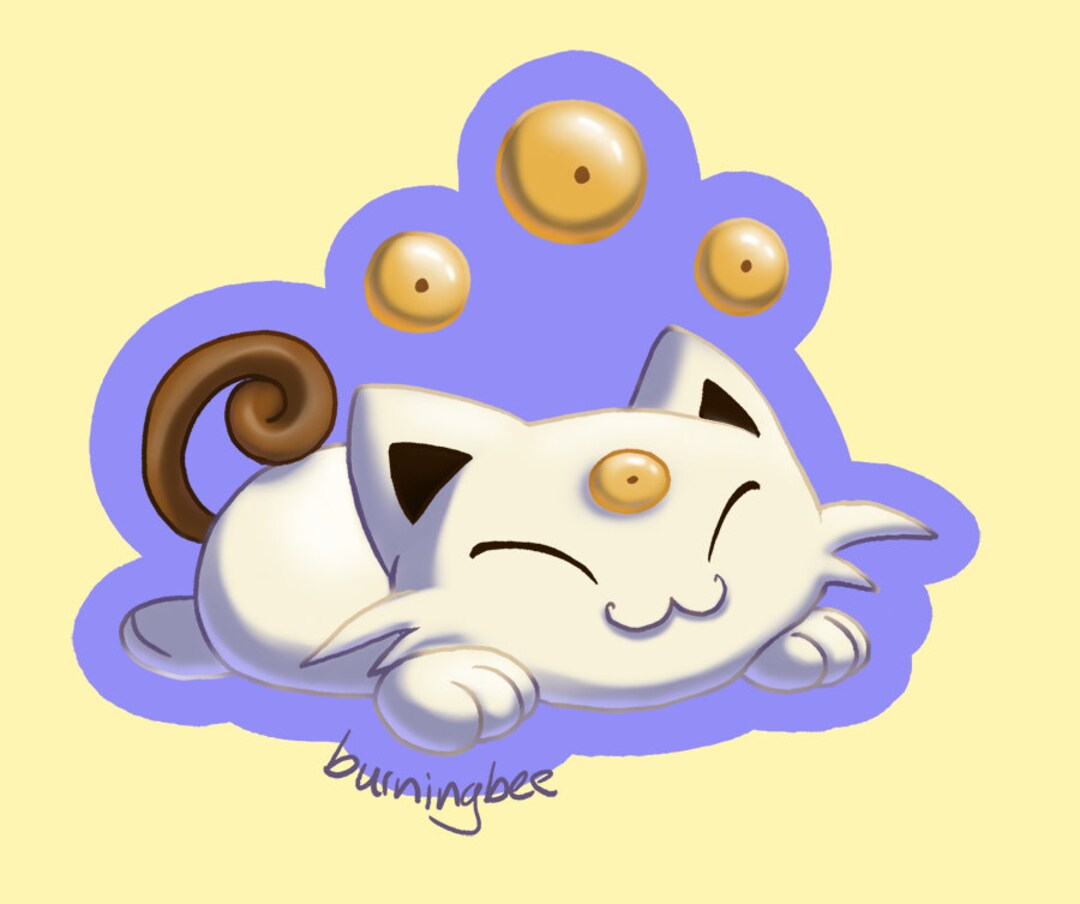 WATERPROOF Kohnya Sticker, Baby Meowth Sticker, Beta Pokemon Sticker - Etsy