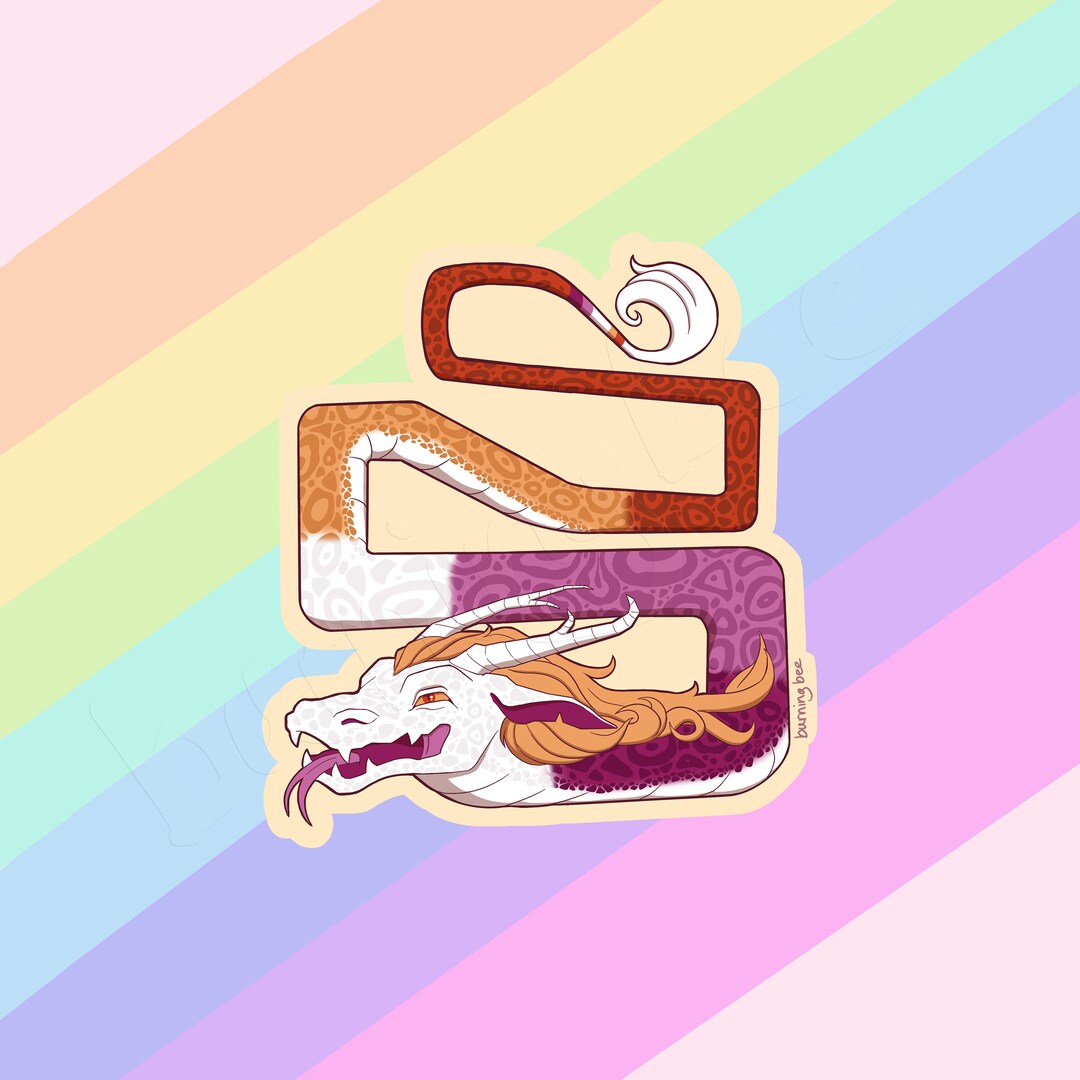 Lesbian Pride Dragon Sticker - LGBTQIA, Pride, Queer, Gay, Lesbian ...