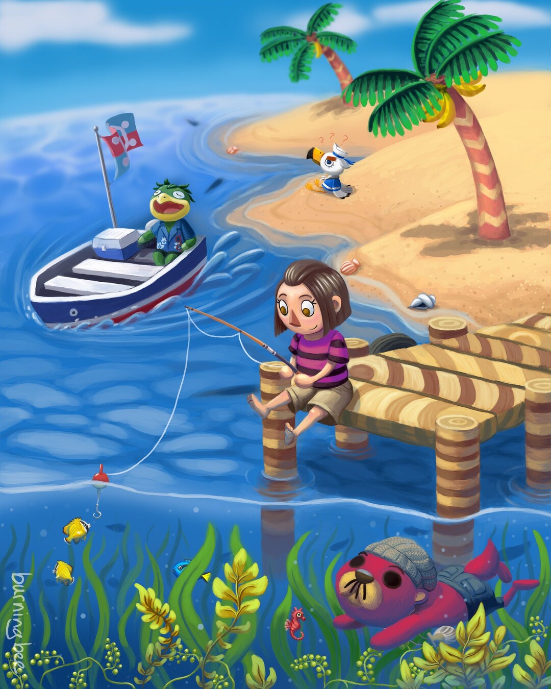 ACNH - Fishing in the Summer - Etsy