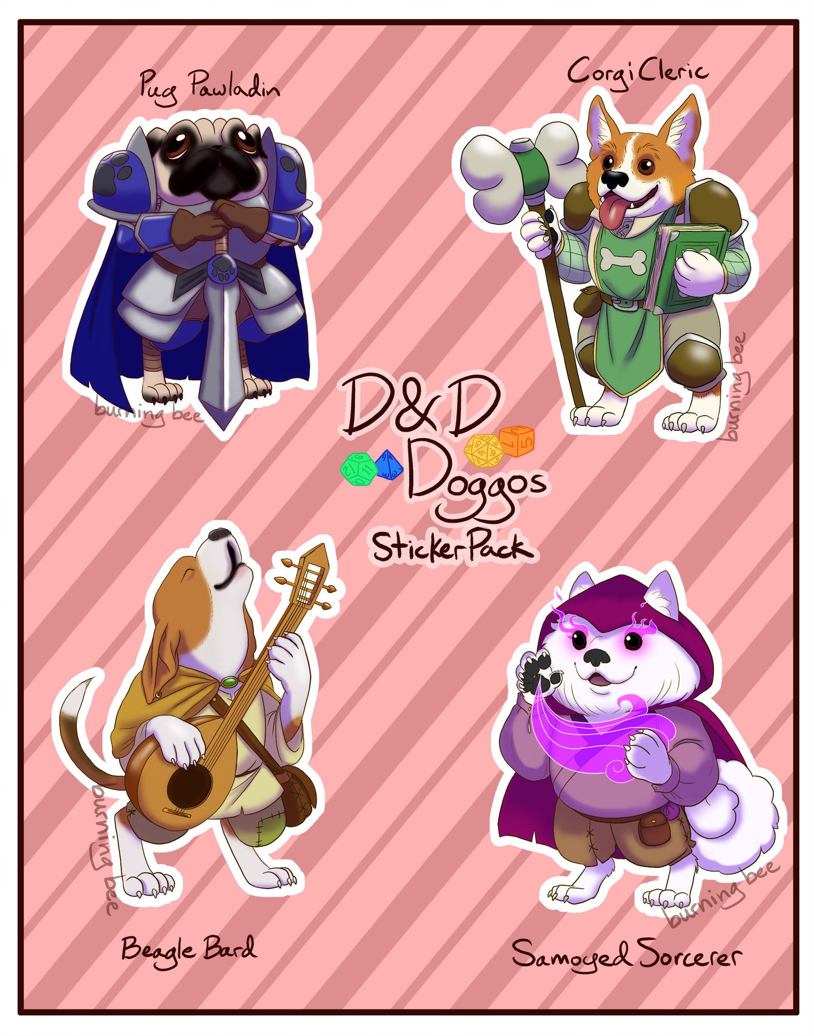 WATERPROOF Dog Stickers, Dungeons and Dragons, Dnd Doggos Sticker Pack ...